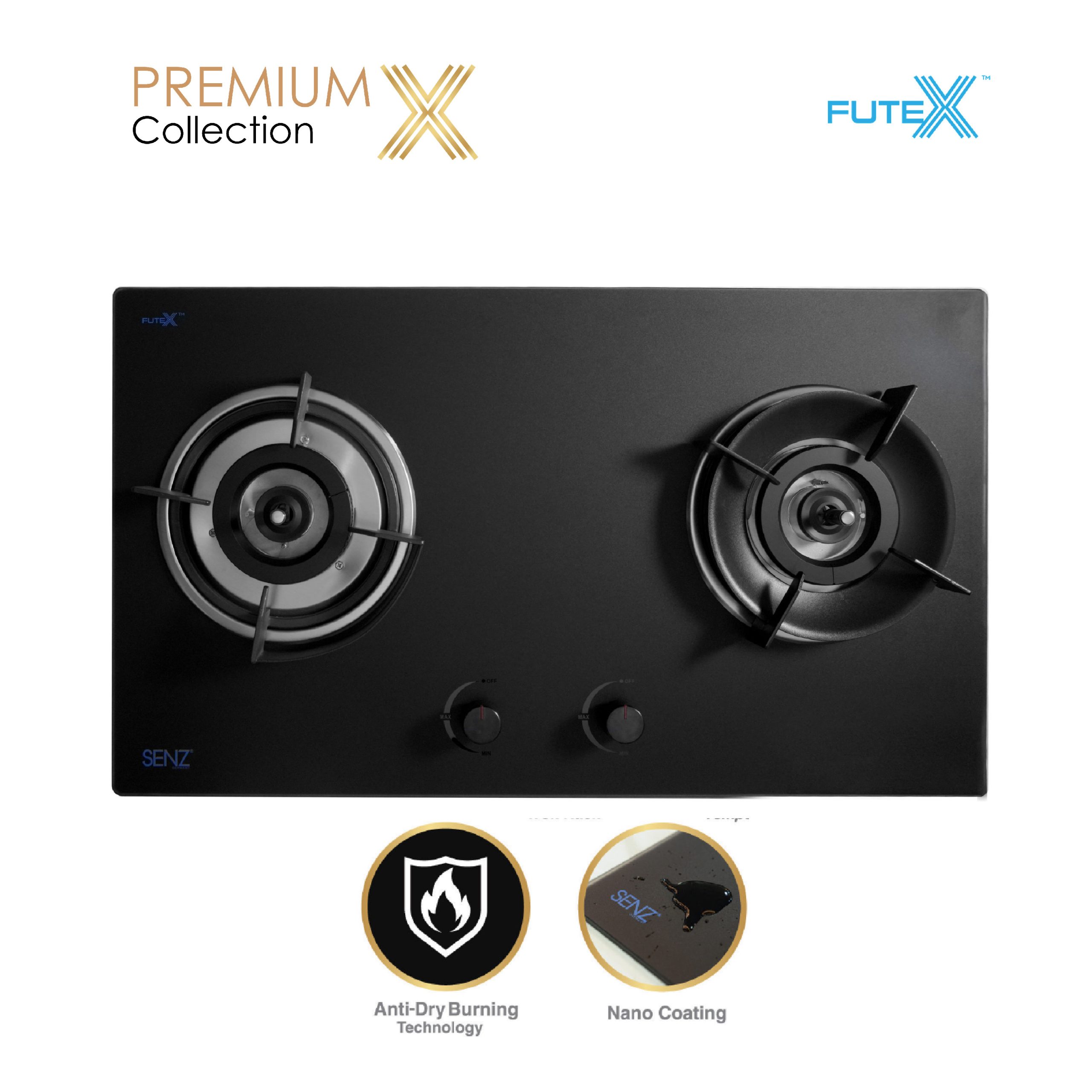 SENZ CRISTAL Anti-Dry Burning Technology Twin Burner Gas Stove – Senz