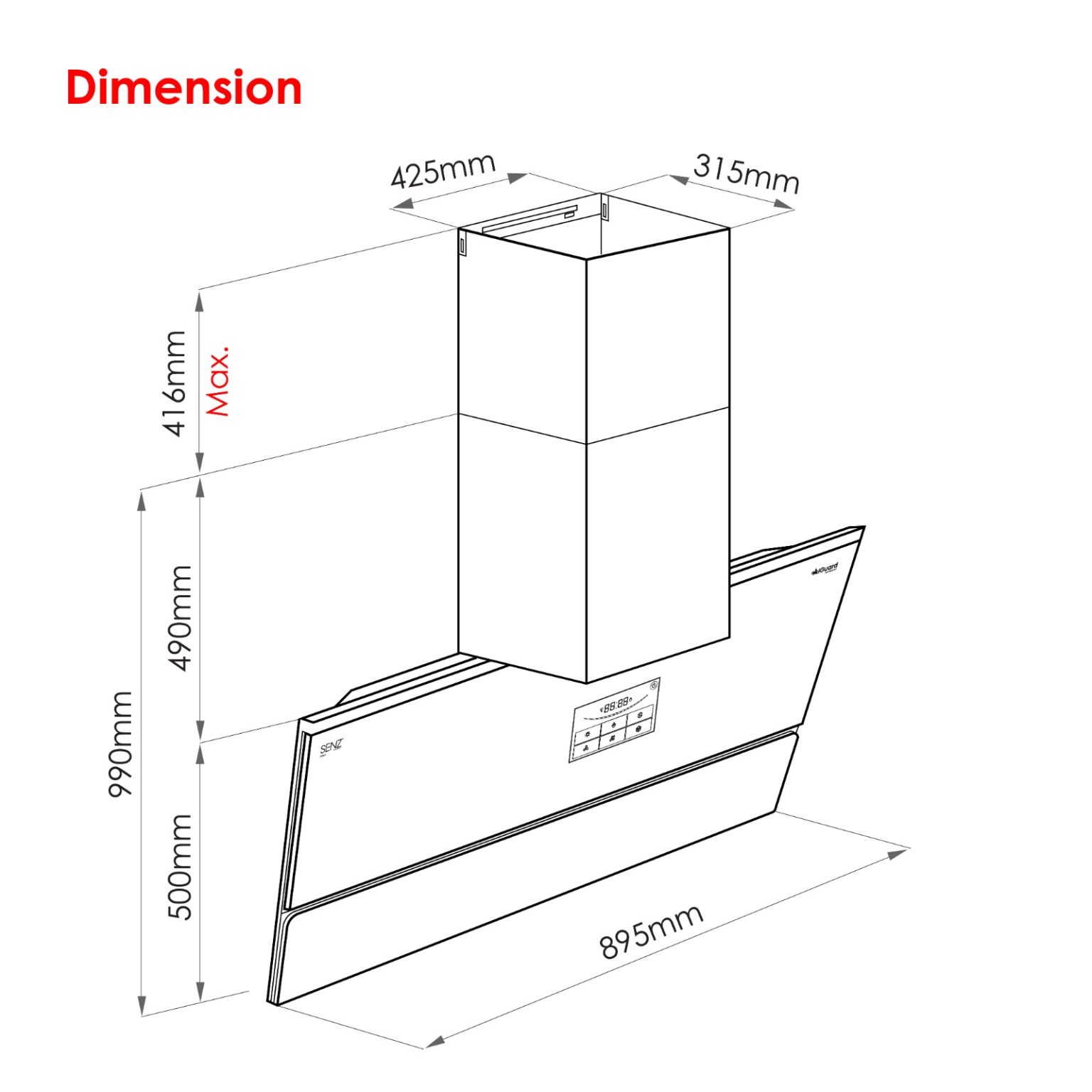 SENZ ESSLA AIGuard Ultra Slim Cooker Hood with Air Purifier Function ...