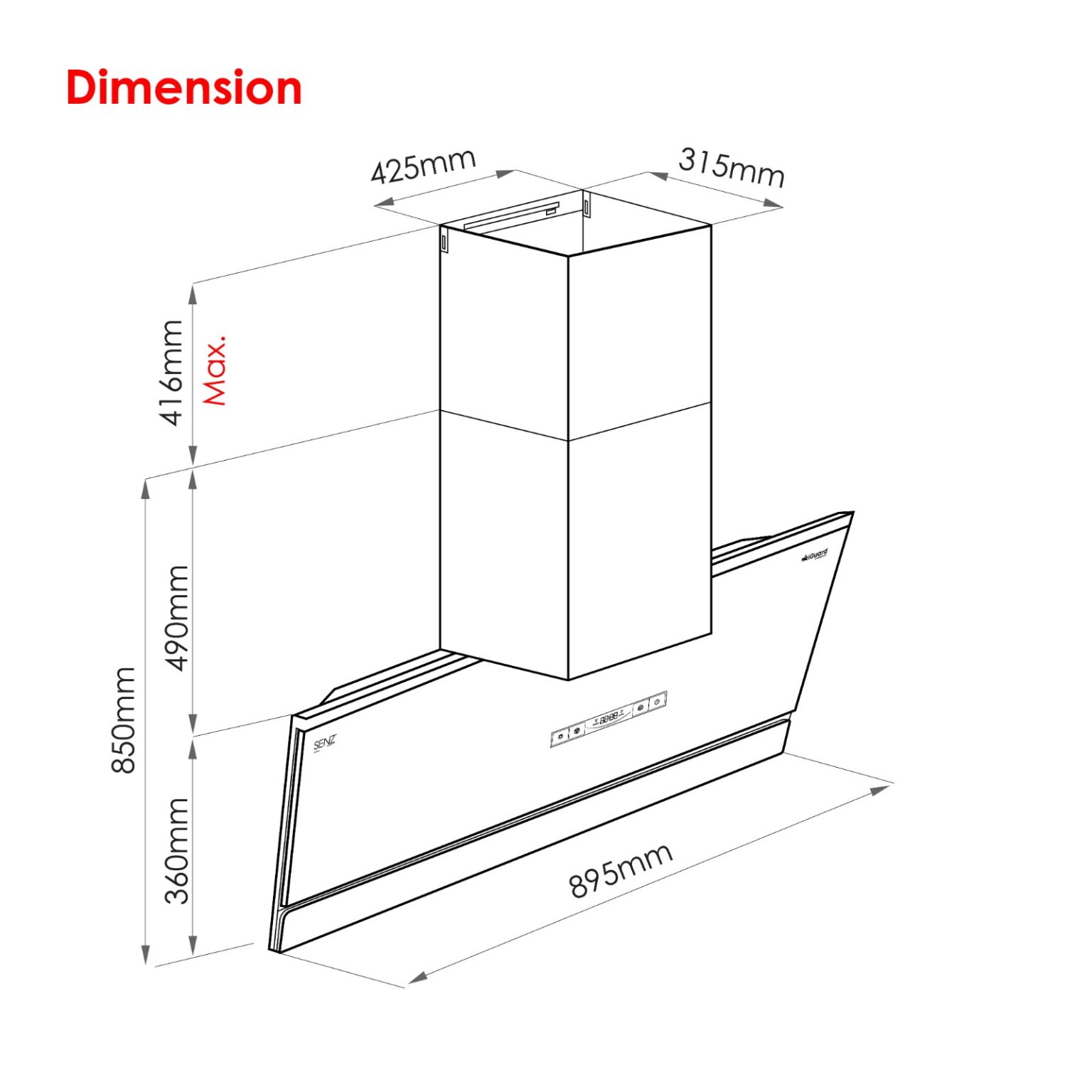SENZ INOVA AIGuard Ultra Slim Cooker Hood with Air Purifier Function ...